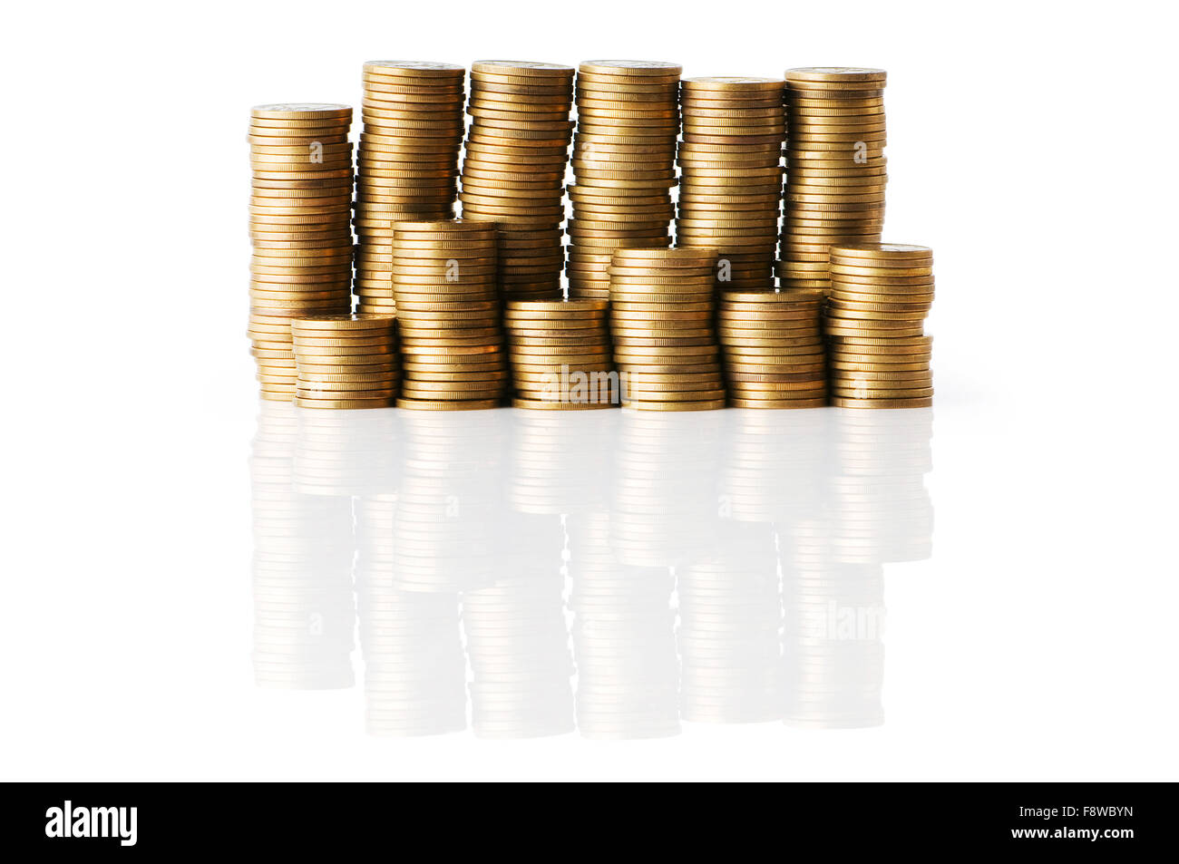Stack of coins isolated on the white Stock Photo - Alamy