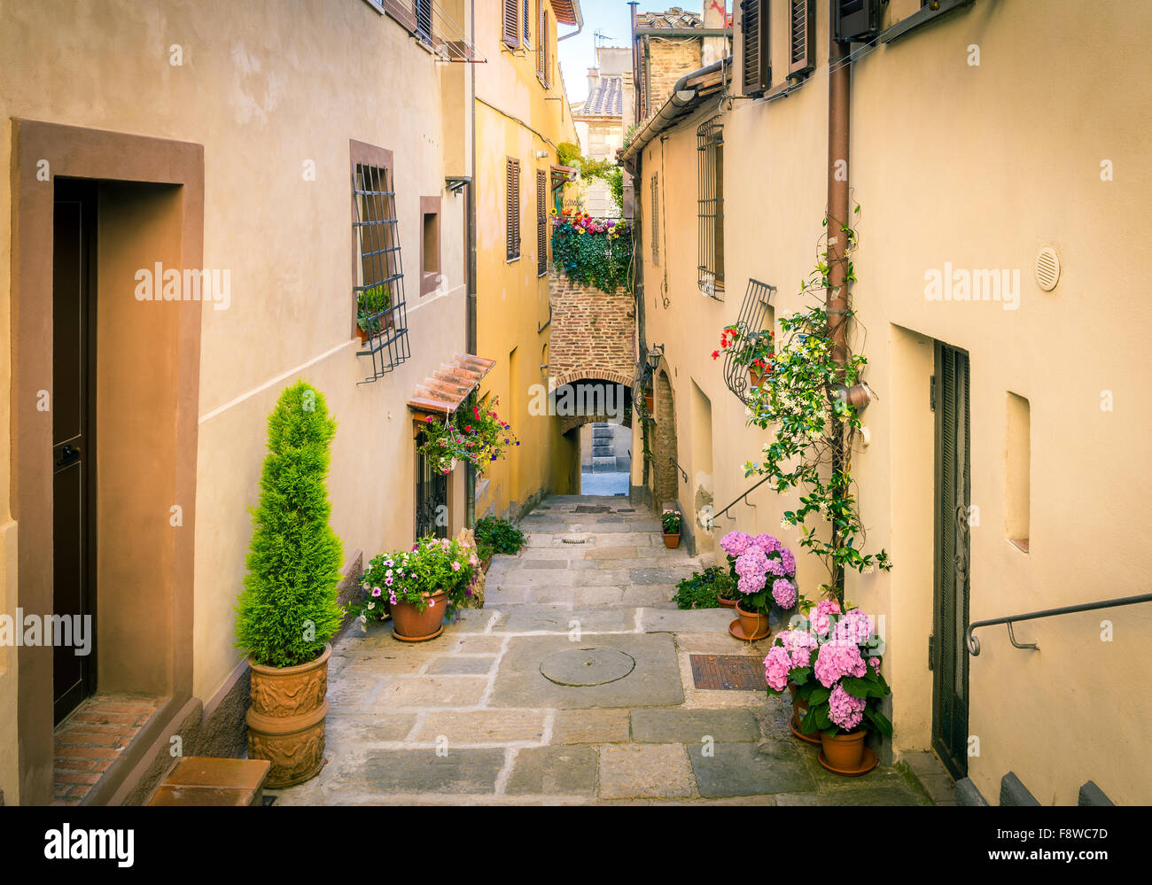 Beautiful street of captivating Montepulciano town in Tuscany, Italy ...
