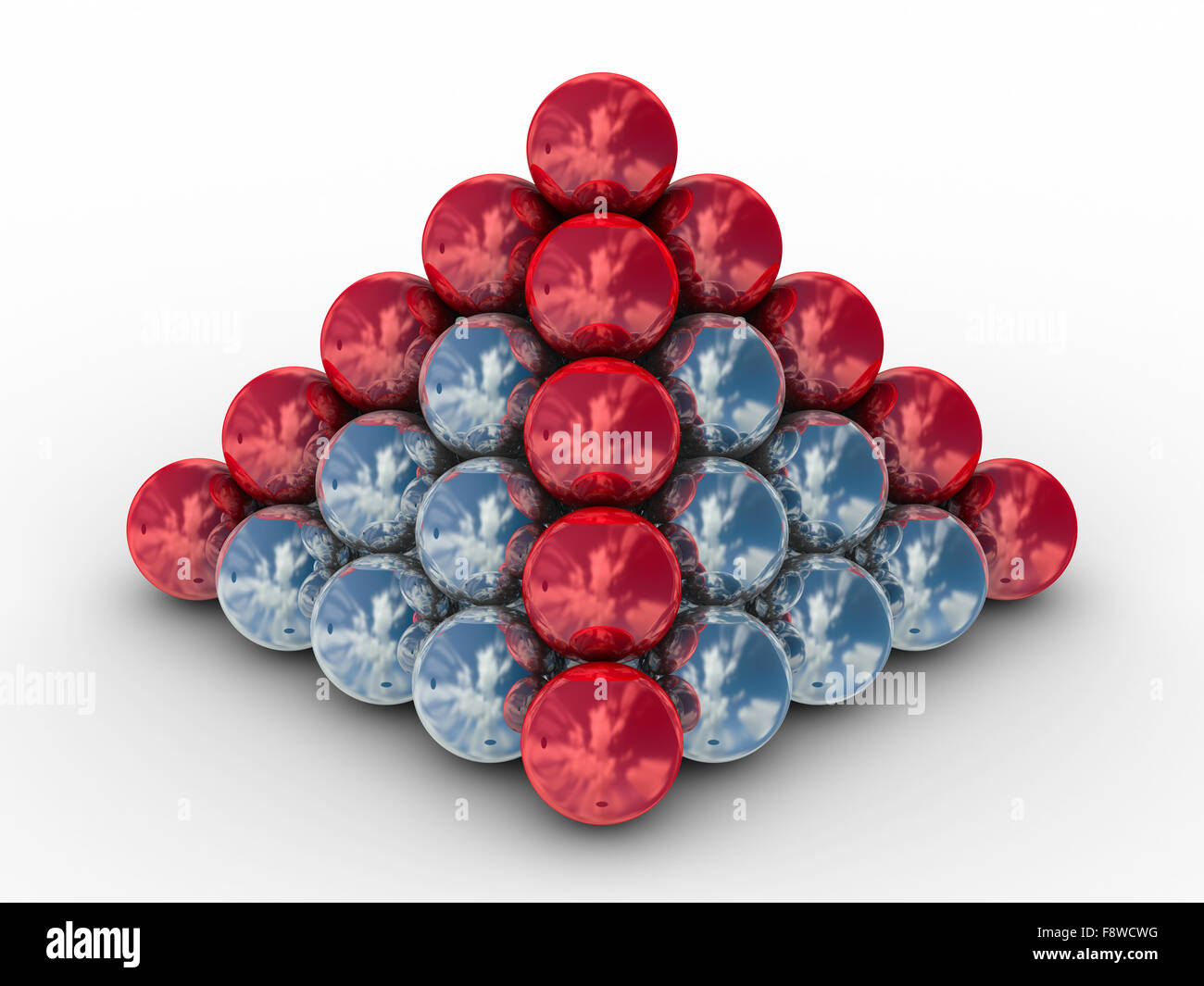 Pyramid from metal spheres on a white background. 3D image Stock Photo ...