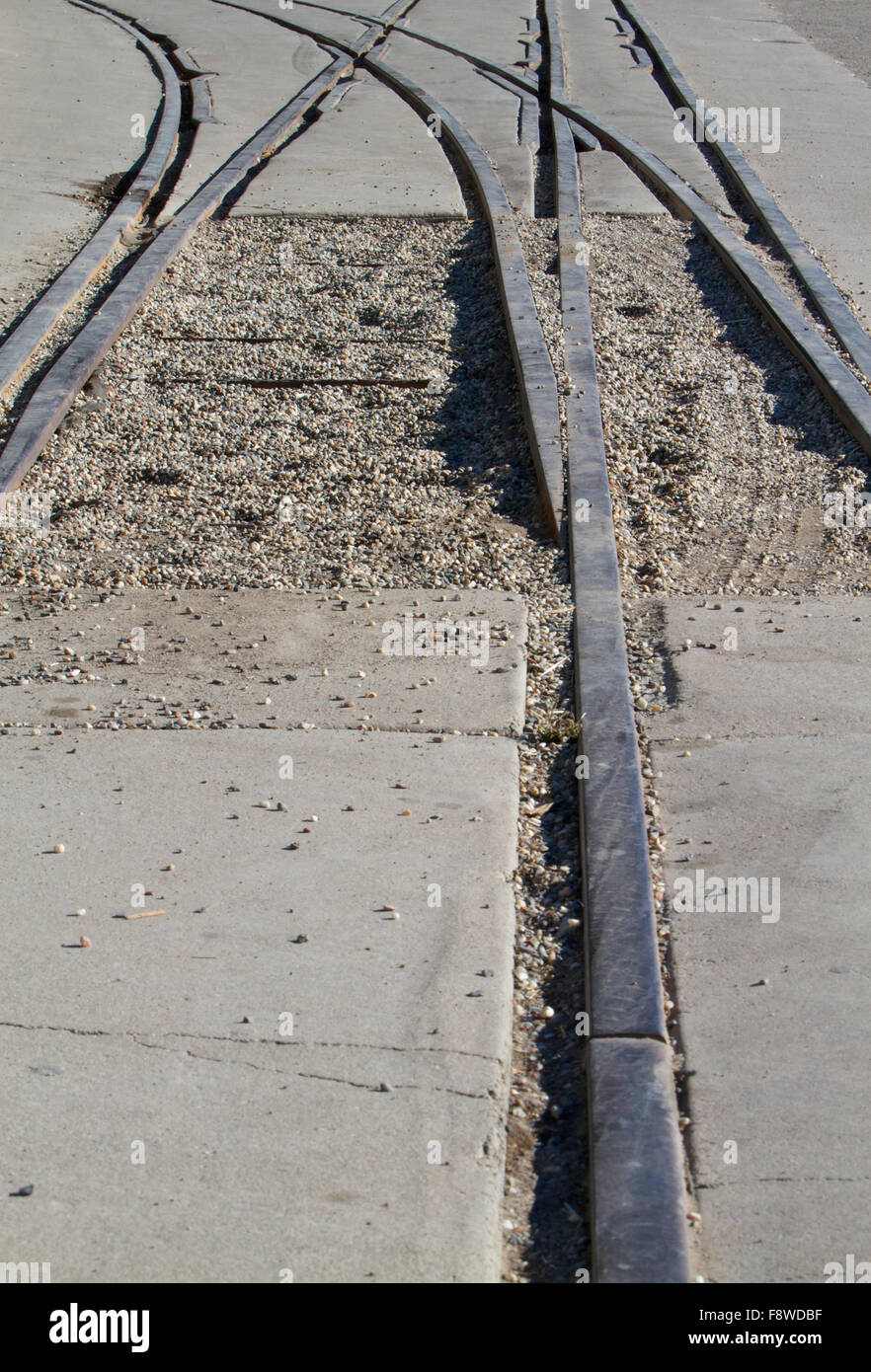 Railroad tracks curve Stock Photo - Alamy