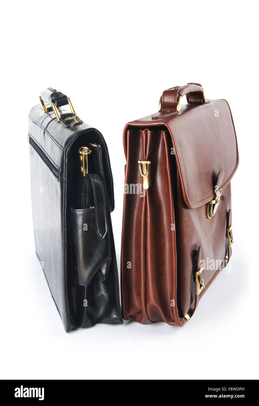 Two leather briefcases isolated on the white Stock Photo - Alamy