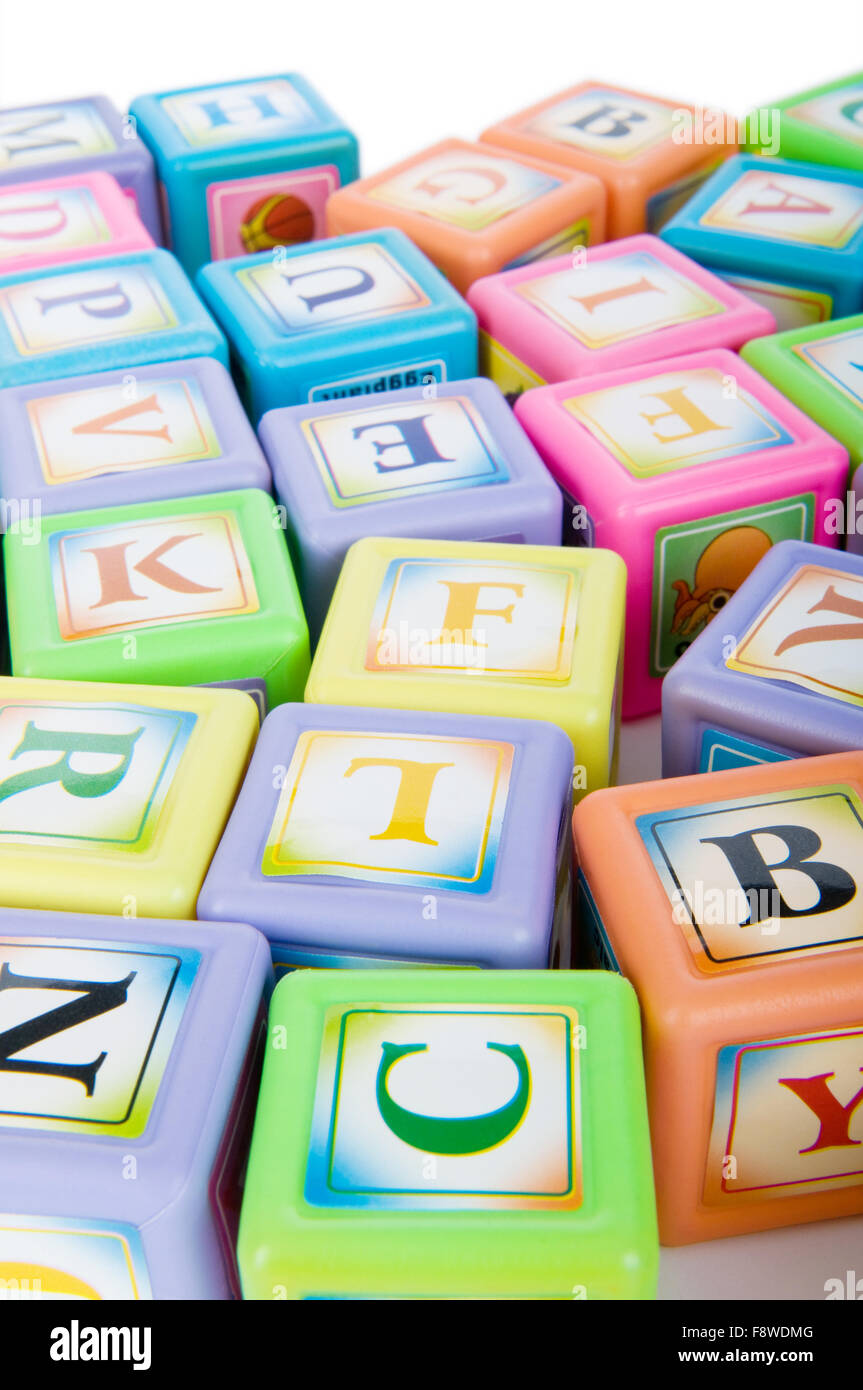 Learning and education concept - pile of alphabet blocks Stock Photo ...