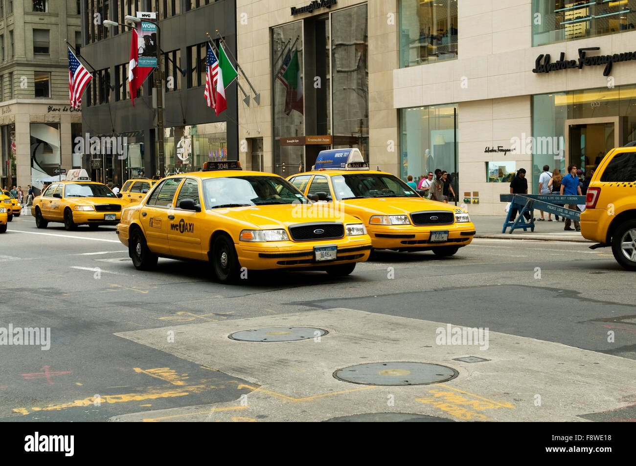 Famous New York yellow taxi cabs in motion Stock Photo - Alamy