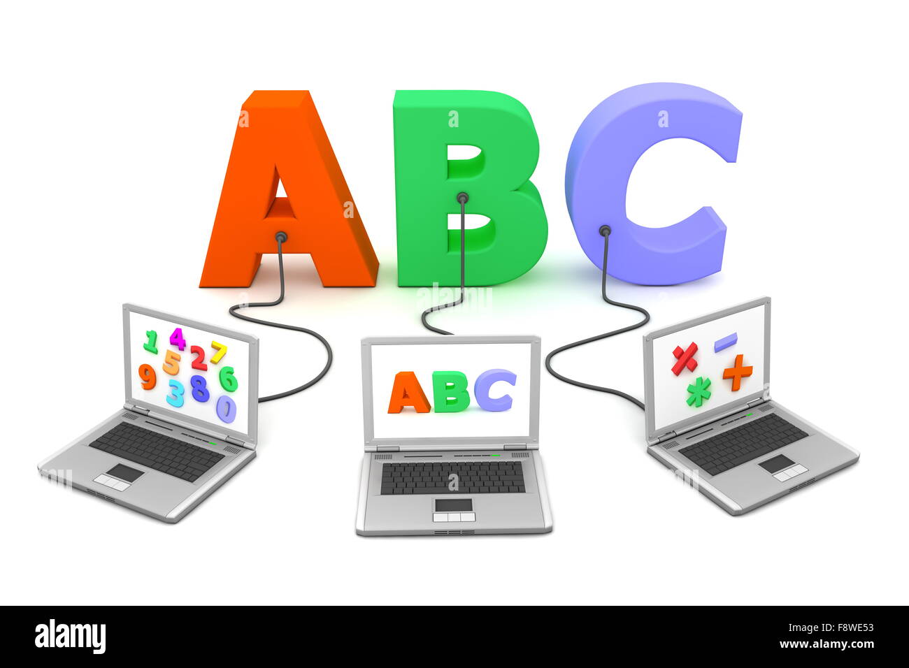 Multiple Wired to ABC Stock Photo - Alamy
