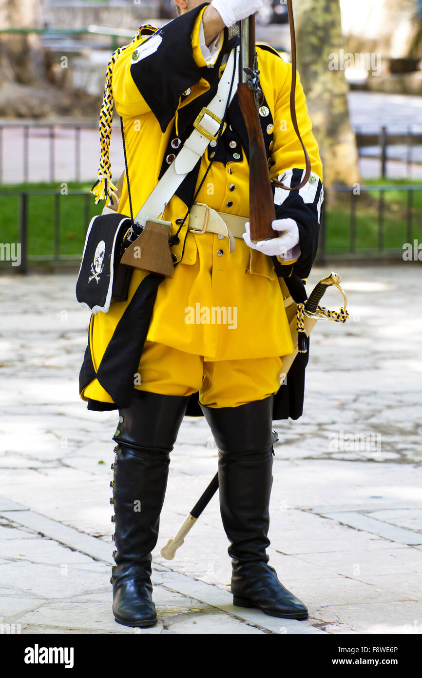 Royal Guardsman during the re-enactment of the War of Succession Stock ...