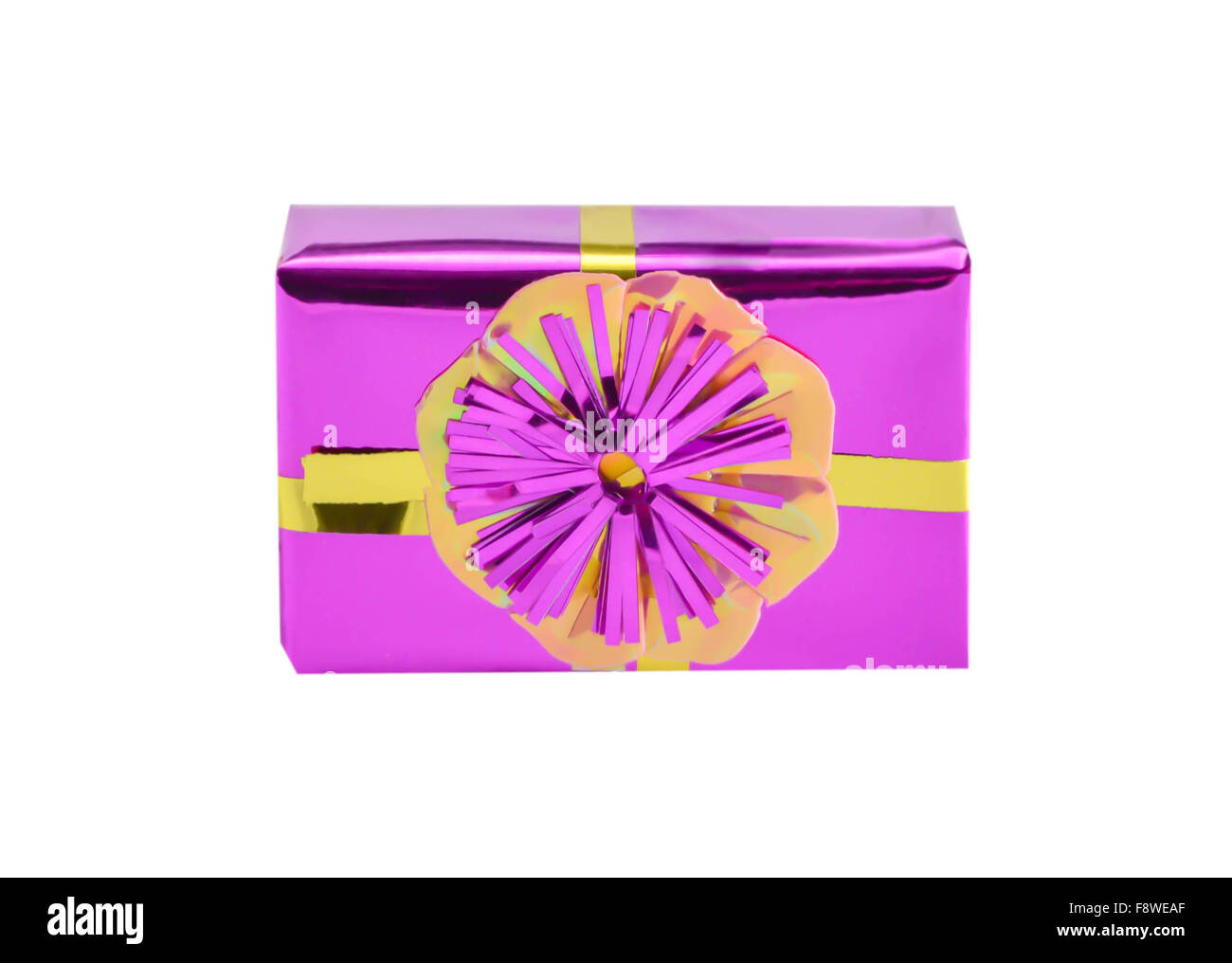 purple color gift box on white background Stock Photo - Alamy