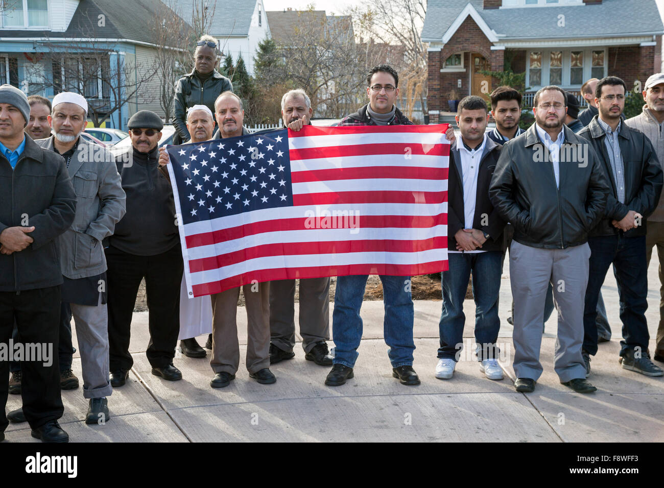 Hamtramck, Michigan USA. 11th December 2015. Muslims rally at Hamtramck ...