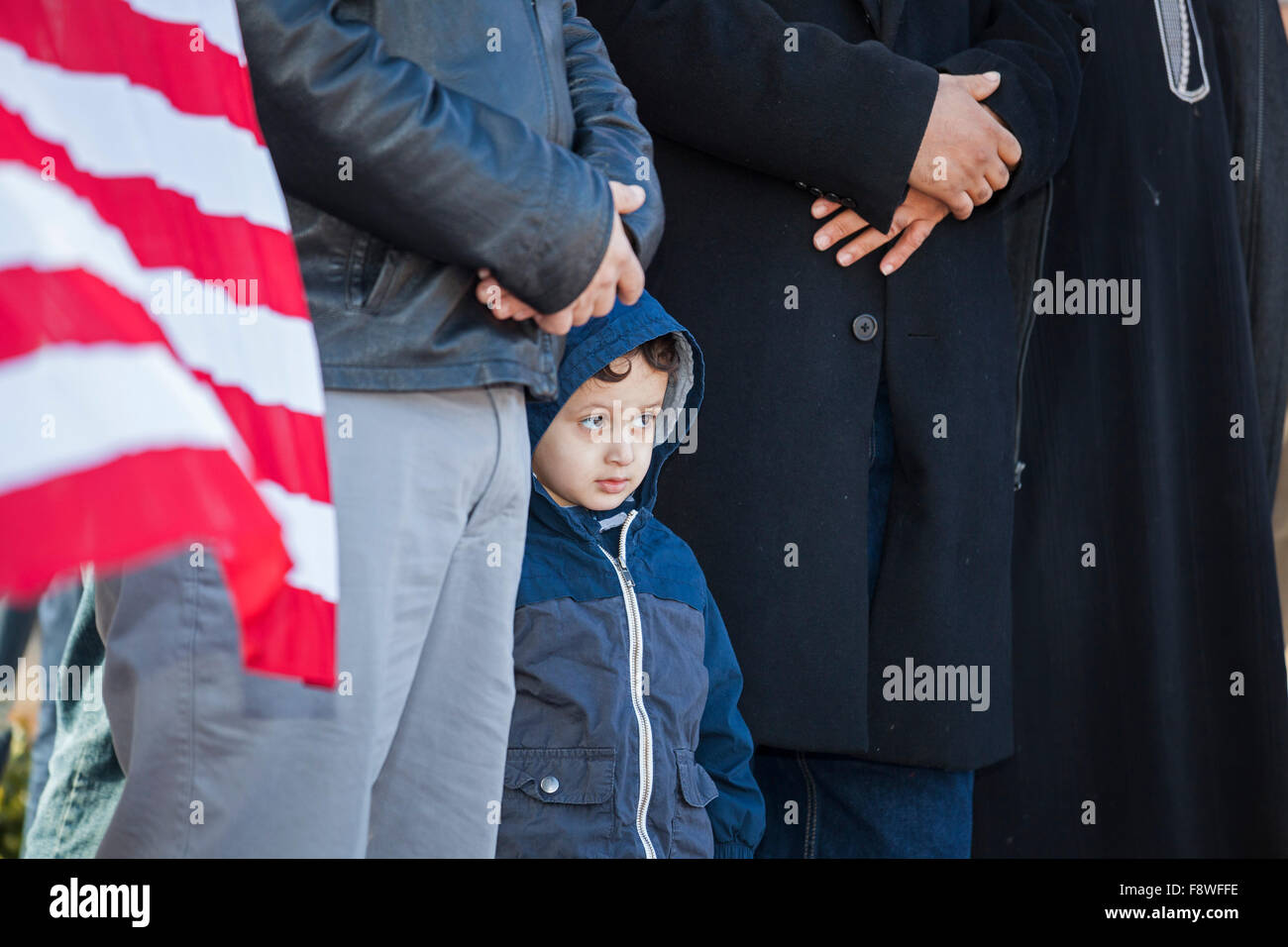 Hamtramck, Michigan USA. 11th December 2015. Muslims rally at Hamtramck ...