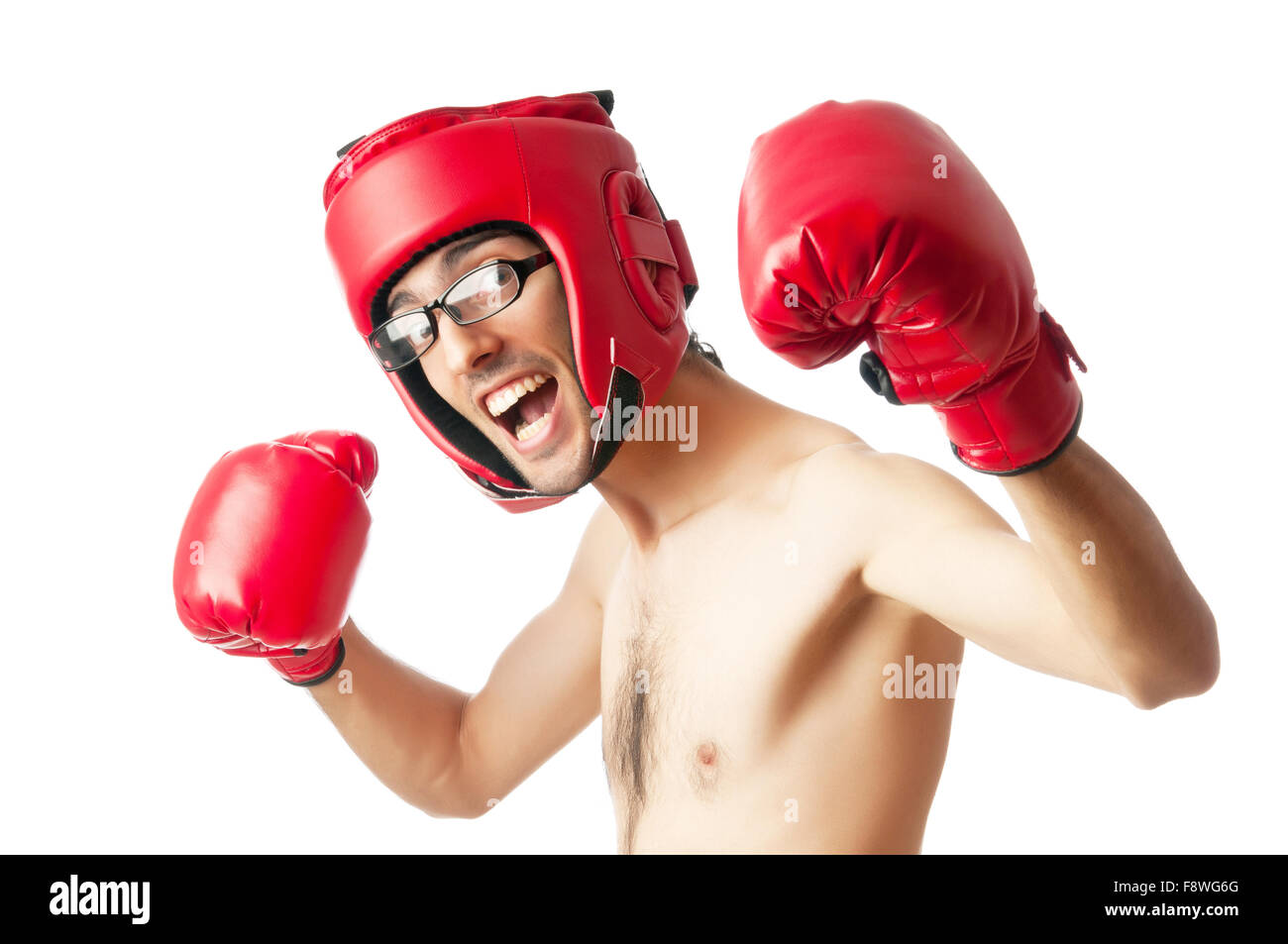 Funny boxer isolated on white Stock Photo - Alamy