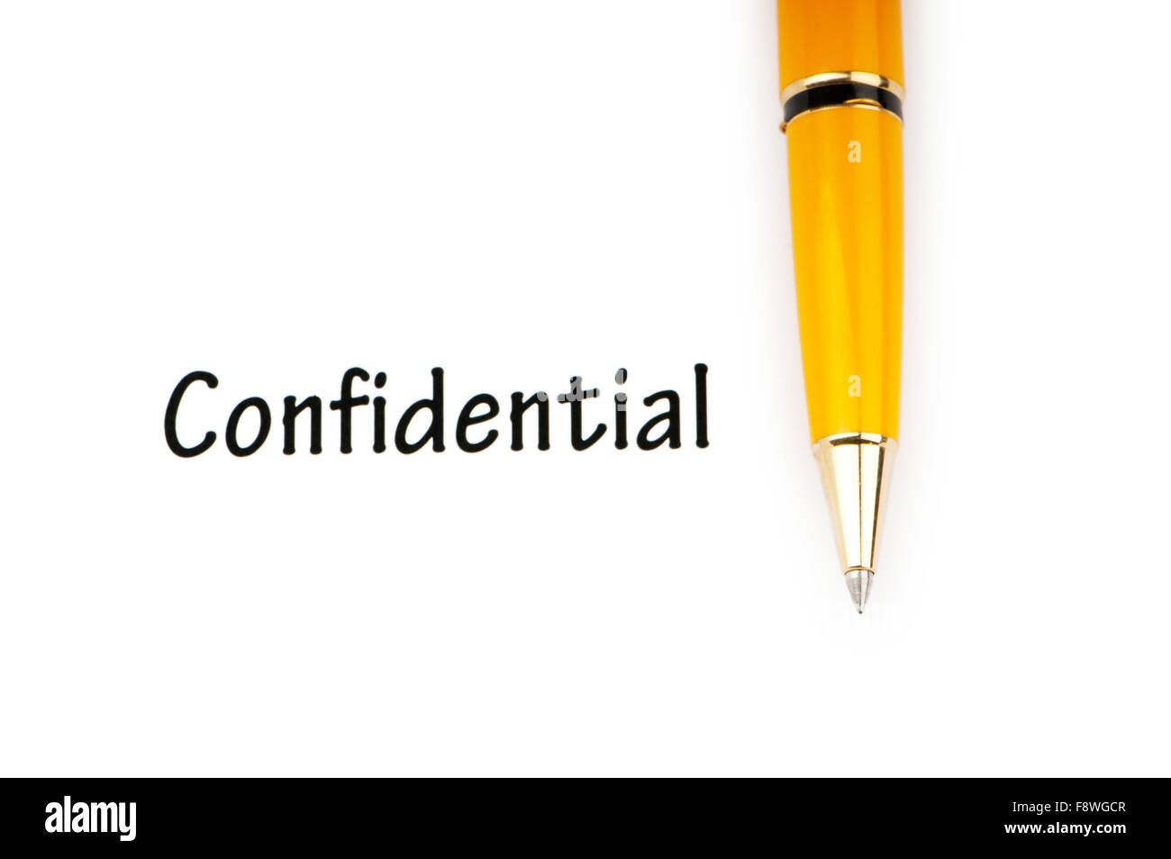 Pen and confidential message on white Stock Photo - Alamy