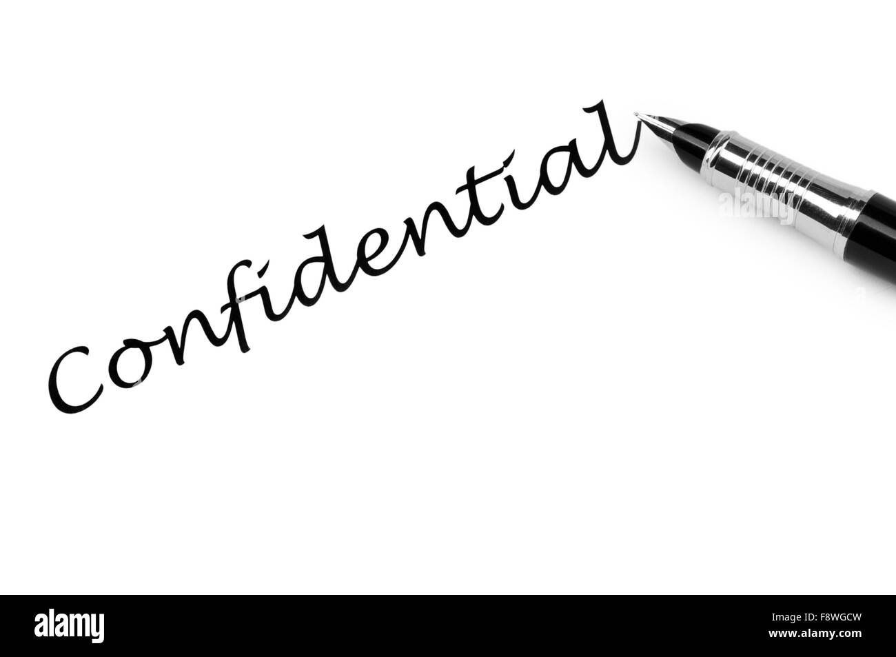 Pen and confidential message on white Stock Photo - Alamy