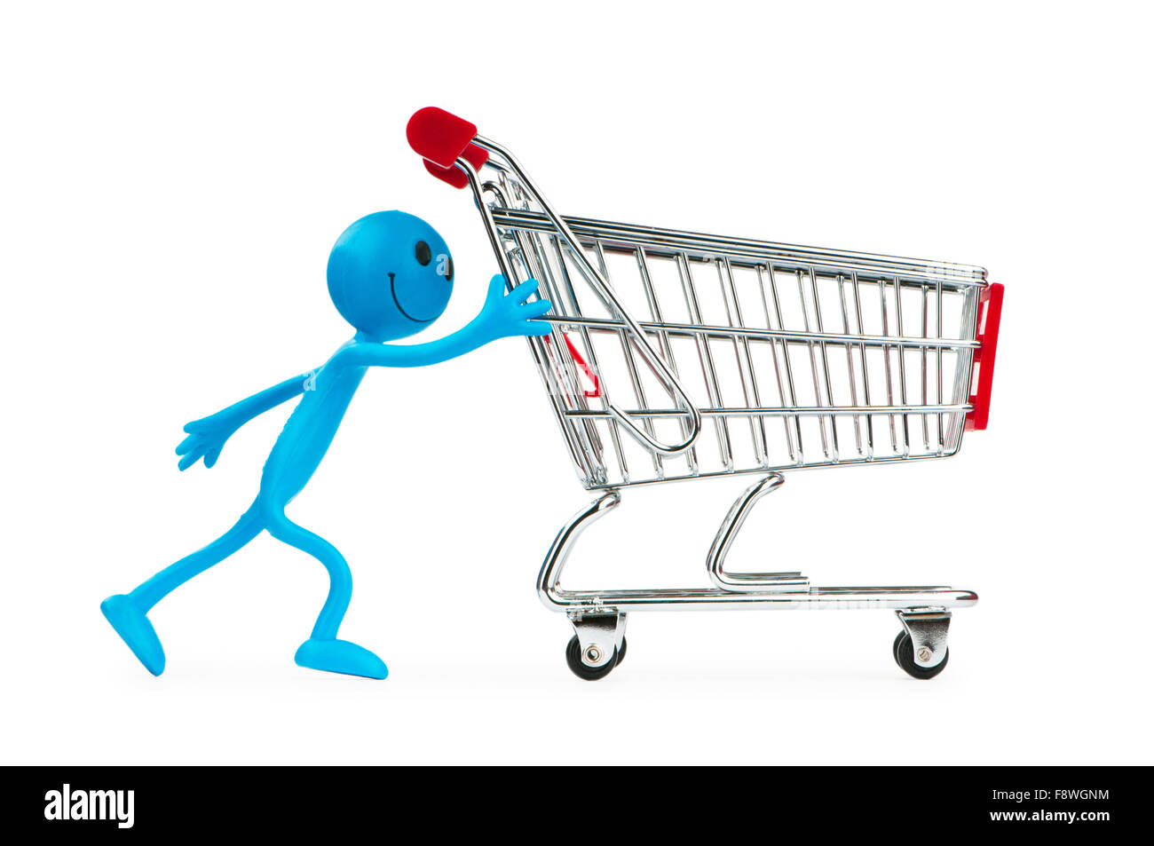 Shopping cart and smiley on white Stock Photo - Alamy