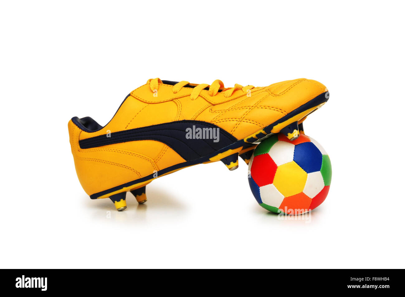 Football boot and ball isolated on the white Stock Photo - Alamy