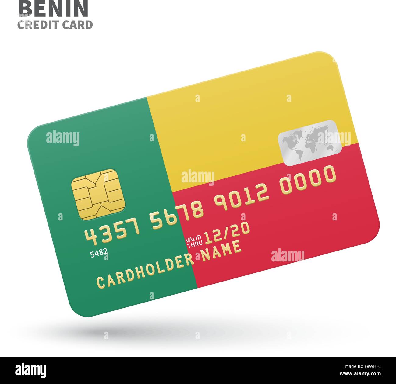 Credit card with Benin flag background for bank, presentations and ...
