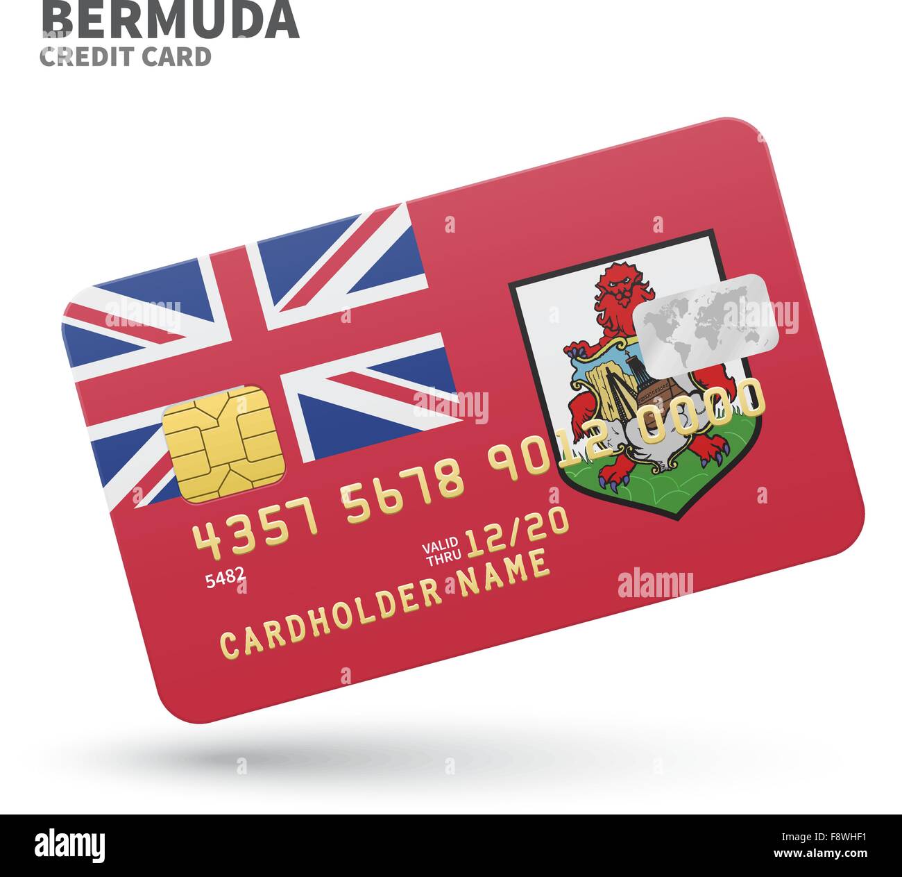 Credit card with Bermuda flag background for bank, presentations and ...