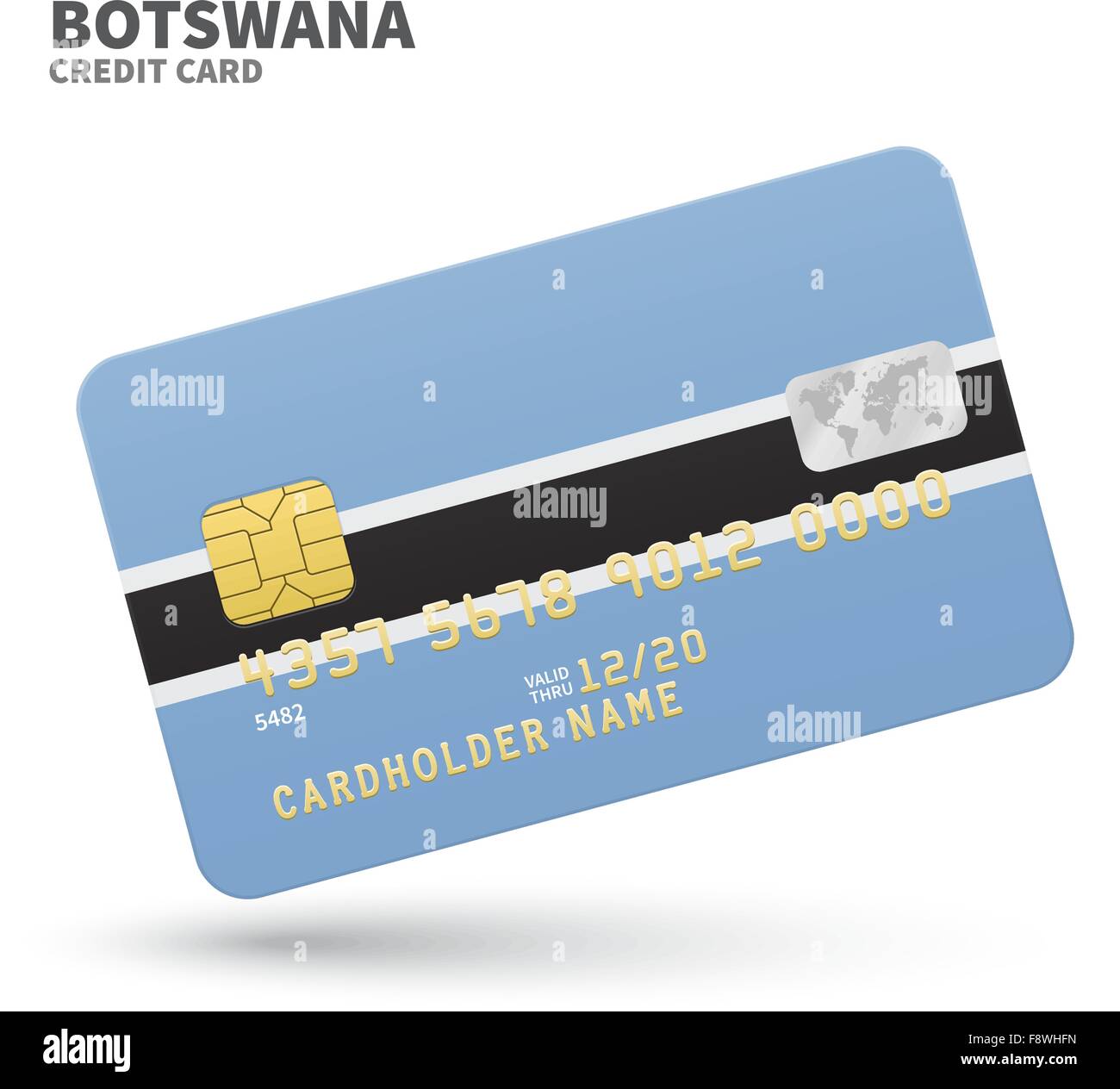 Credit card with Botswana flag background for bank, presentations and ...