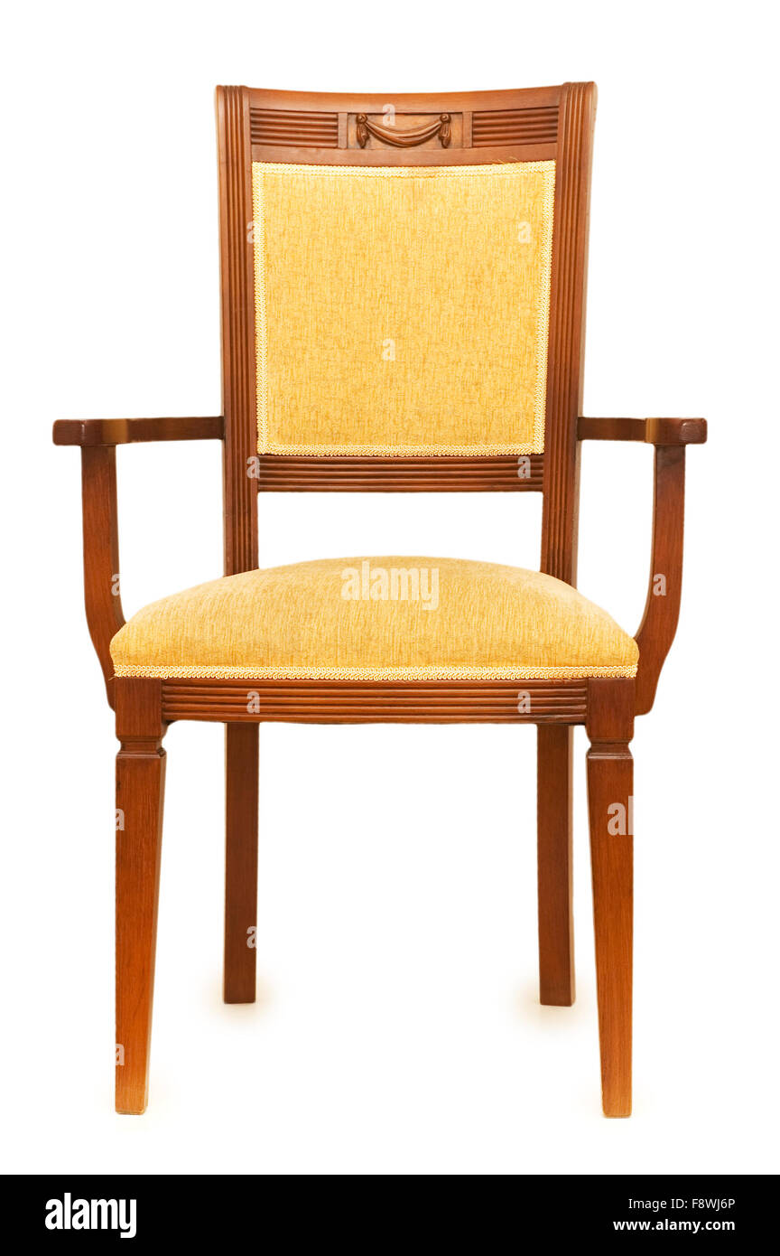 Wooden arm chair isolated on the white Stock Photo - Alamy