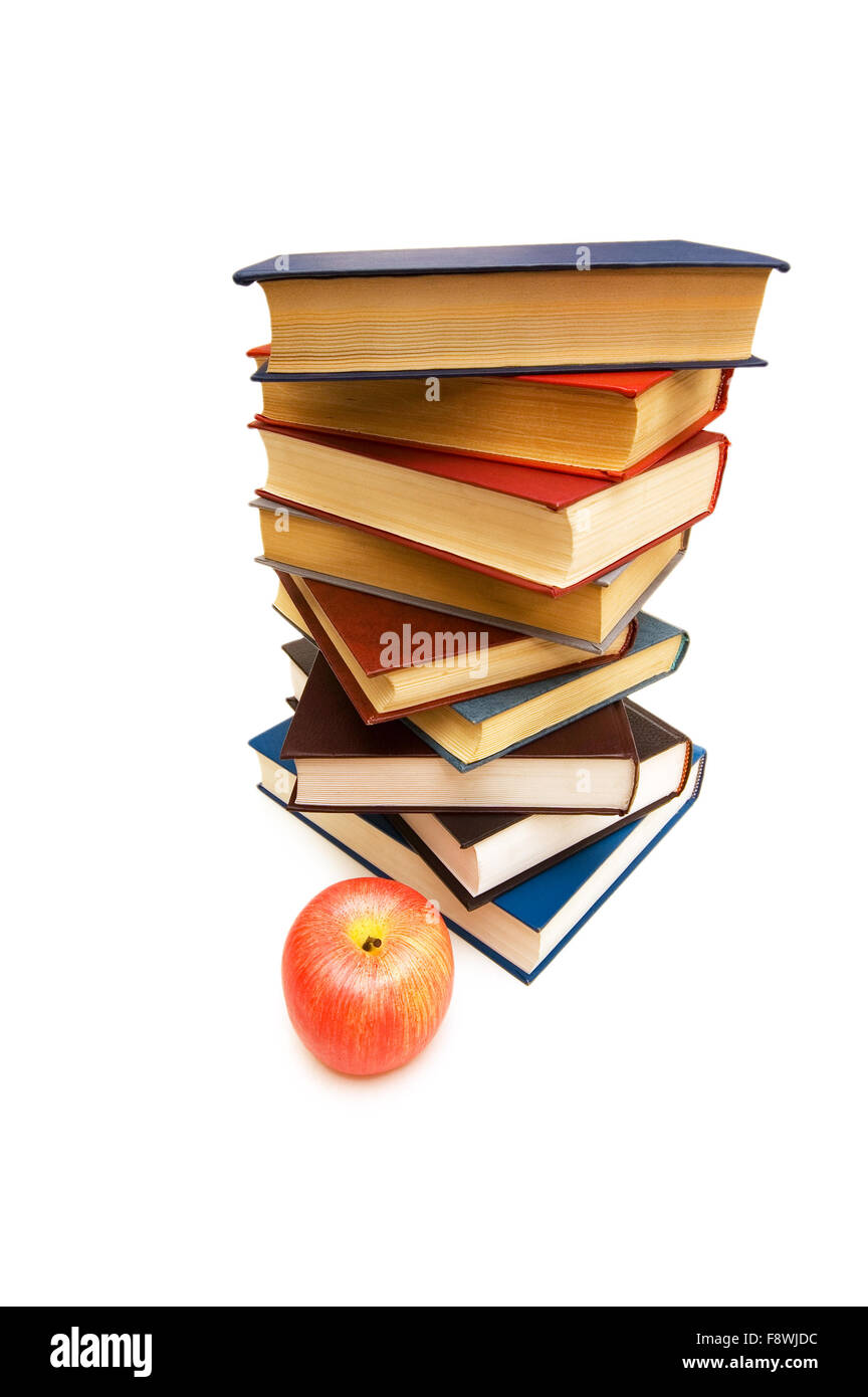 Back to school concept with books and apple Stock Photo - Alamy