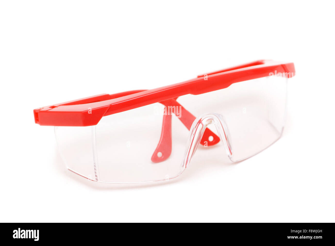 Red safety glasses isolated on the white background Stock Photo - Alamy