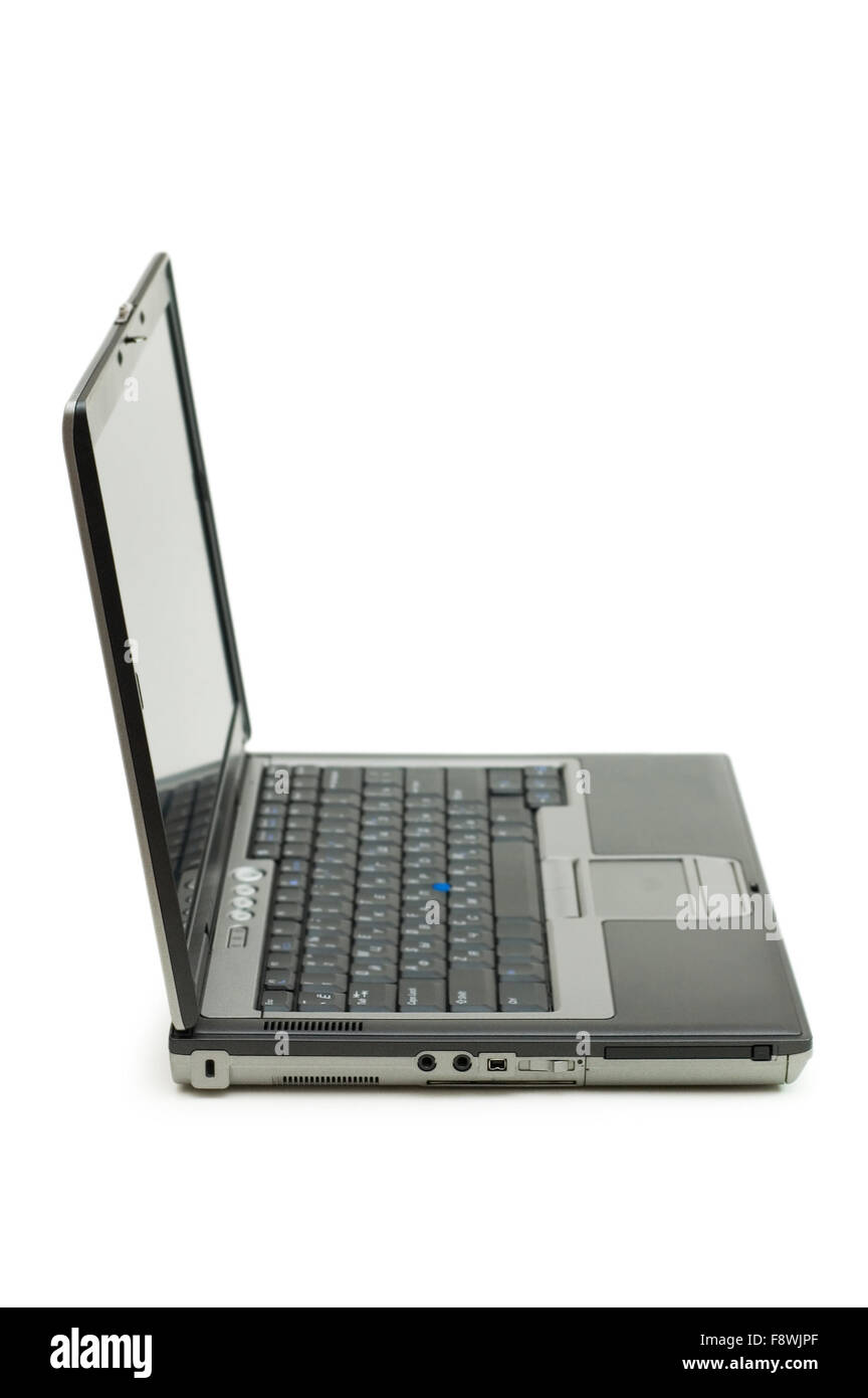 Silver laptop isolated on the white background Stock Photo - Alamy