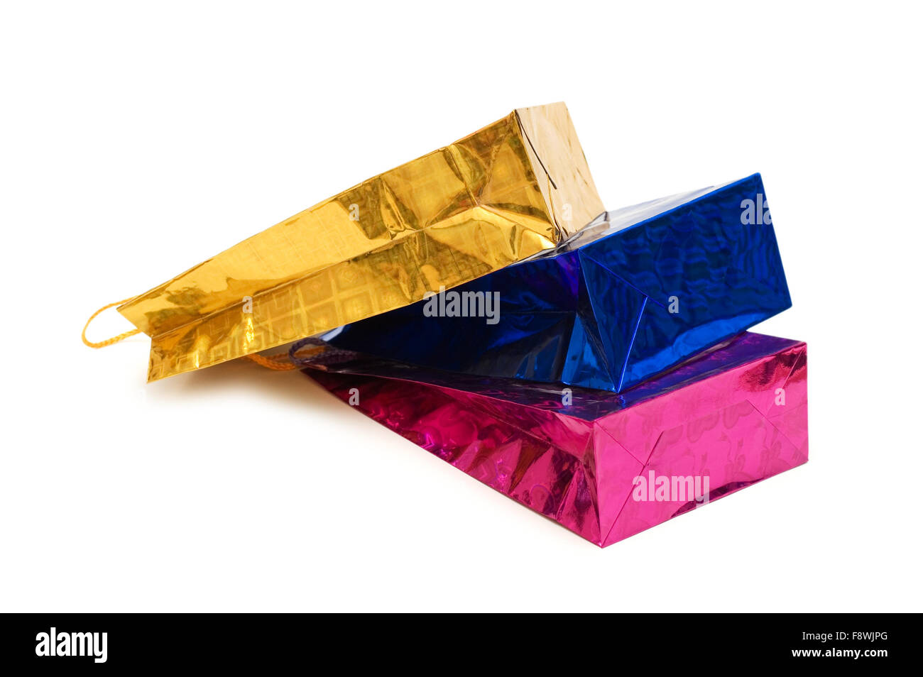 Three shopping bags isolated on the white Stock Photo - Alamy