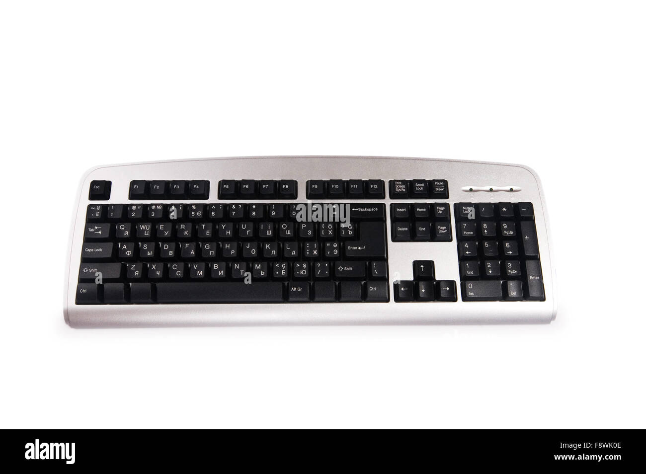 Silver keyboard isolated on the white background Stock Photo - Alamy
