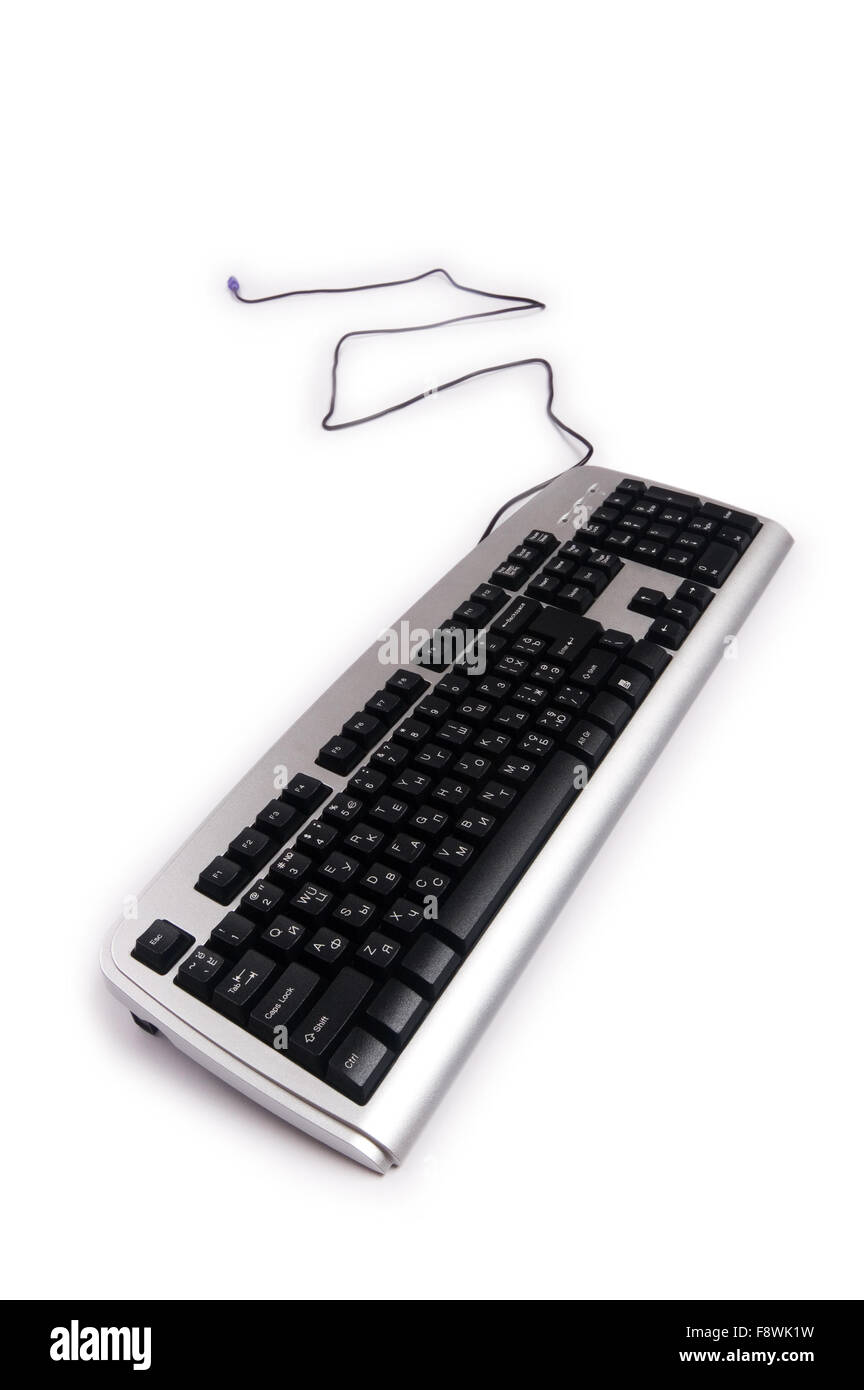 Silver keyboard isolated on the white background Stock Photo - Alamy