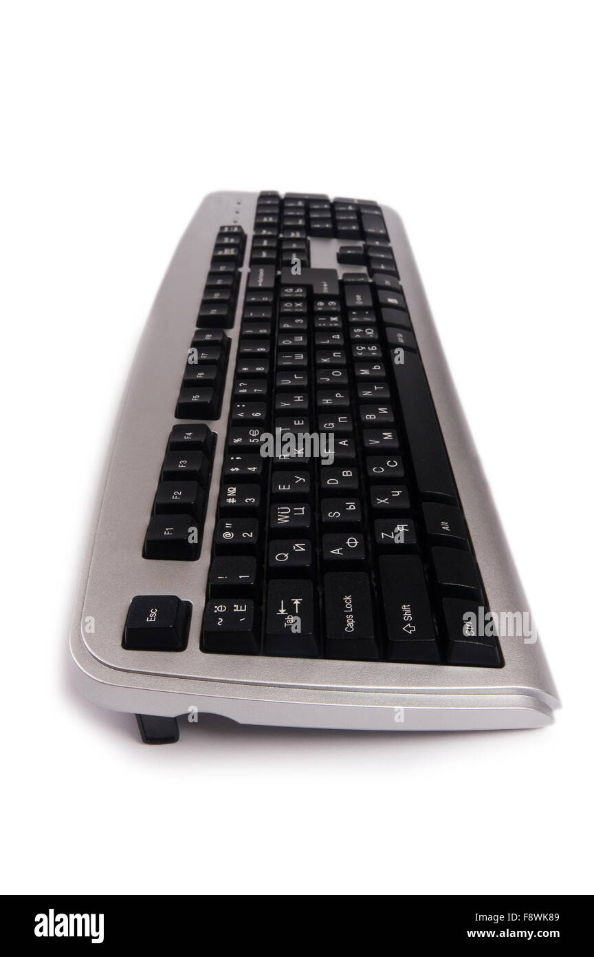 Silver keyboard isolated on the white background Stock Photo - Alamy