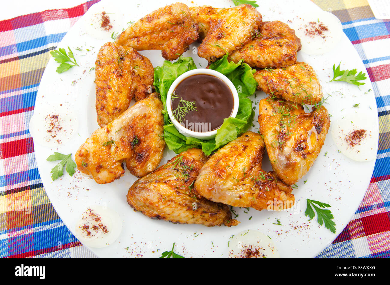 Chicken wings in the plate Stock Photo - Alamy