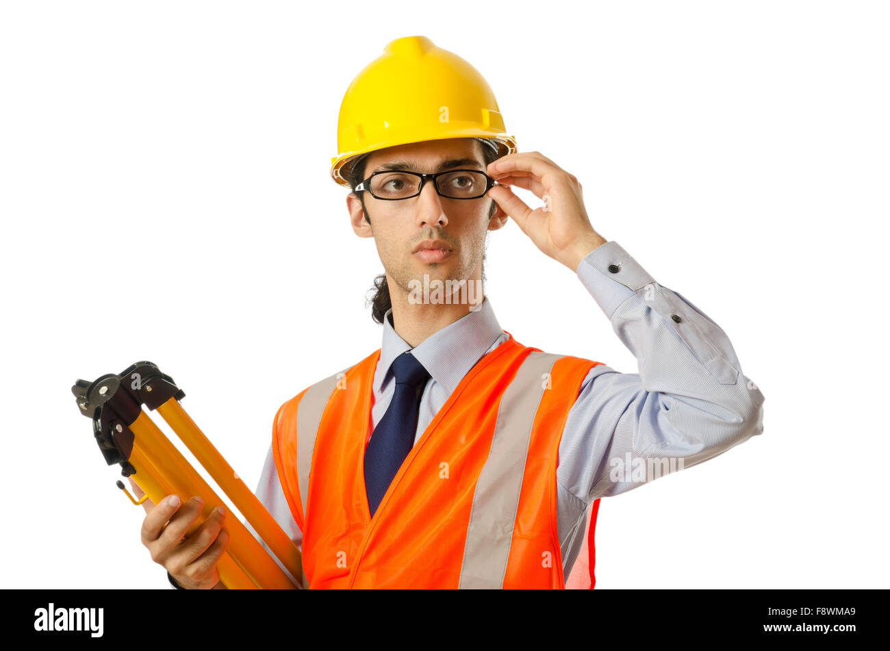 Young construction worker with hard hat Stock Photo - Alamy