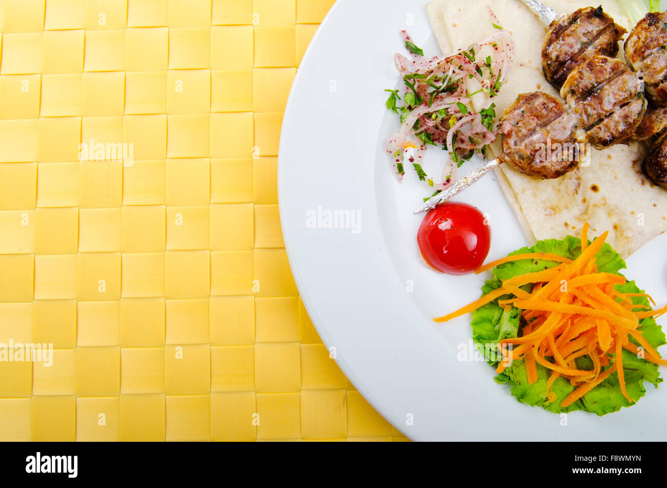 Meat cuisine - kebab served in plate Stock Photo - Alamy