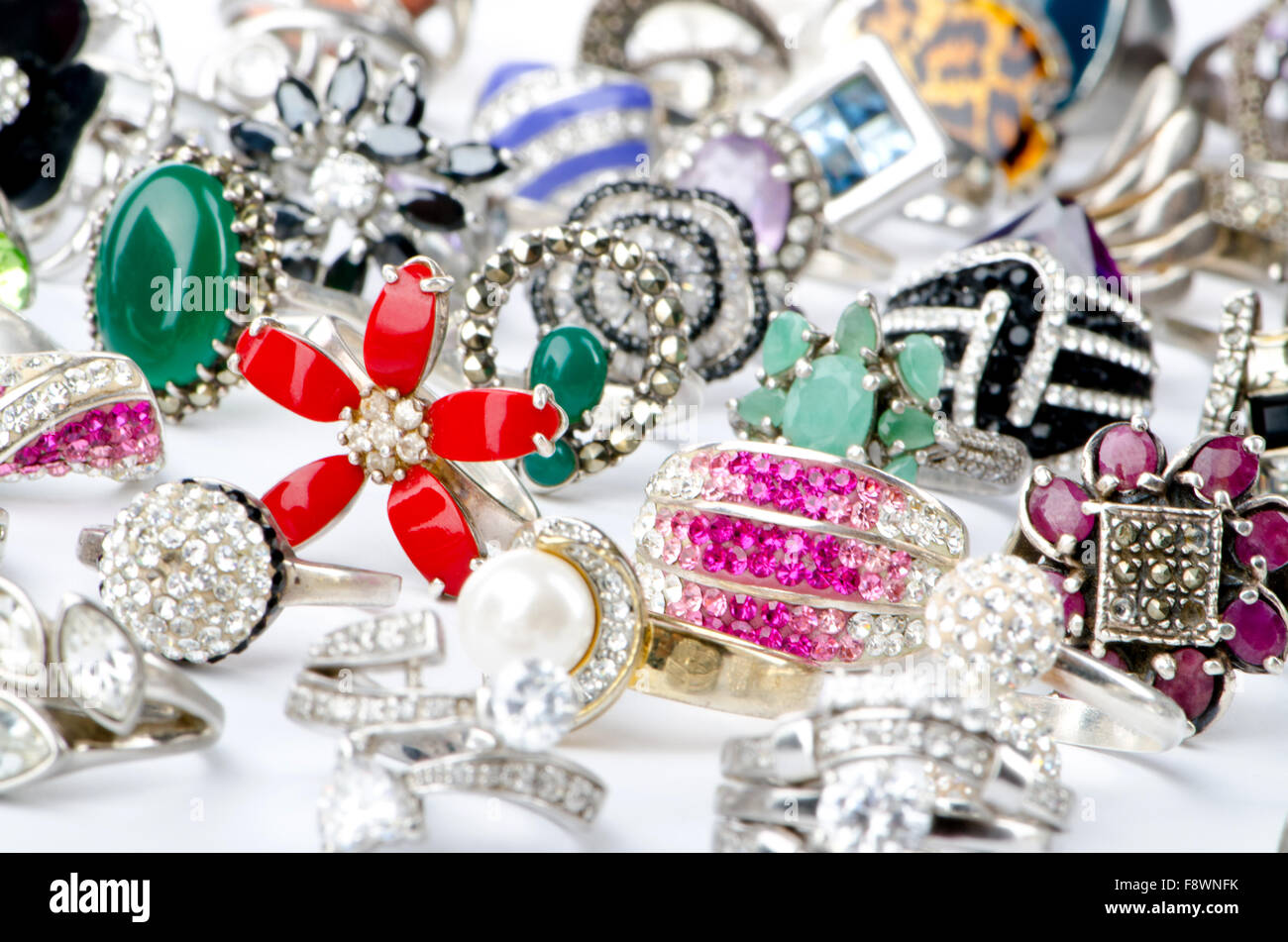 Selection of many precious rings Stock Photo - Alamy