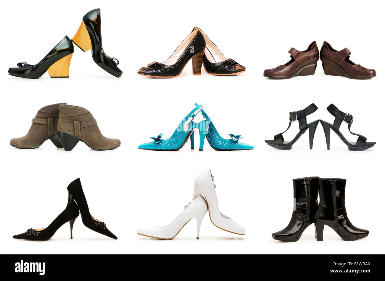 Collection of various shoes isolated on white Stock Photo - Alamy
