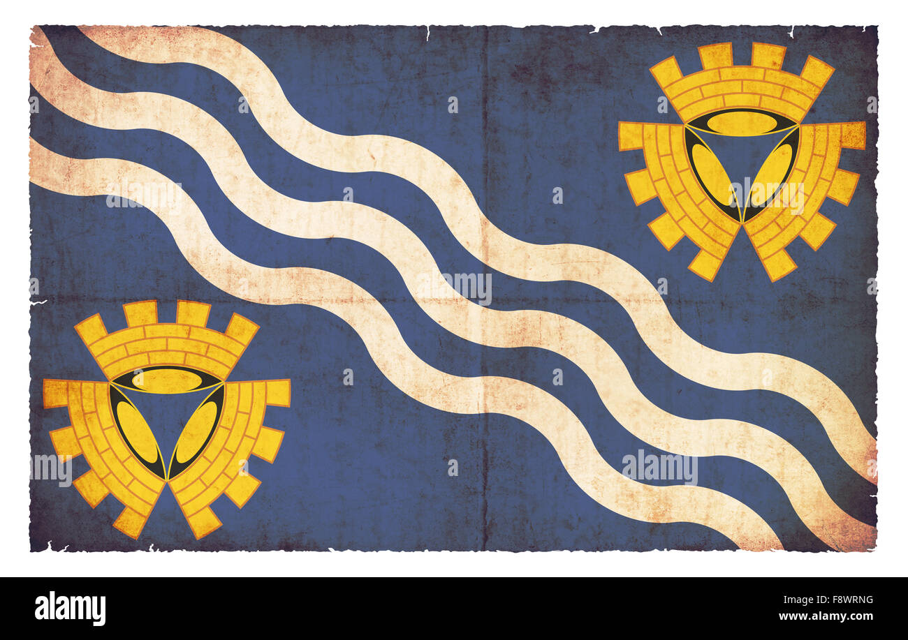 Flag of the former British province Merseyside created in grunge style ...