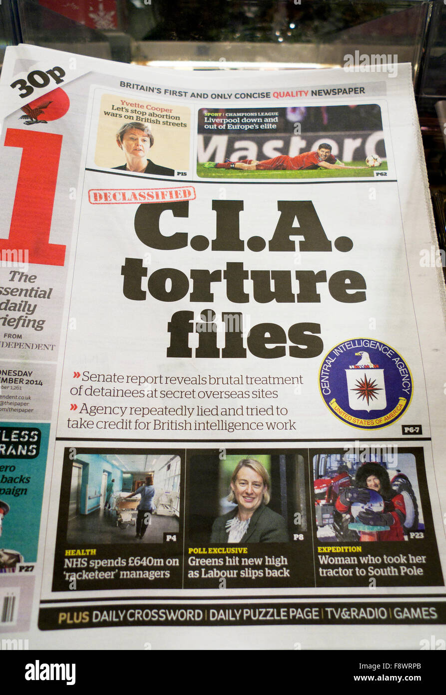Independent i Newspaper Headline on front page "C.I.A. Torture Files ...