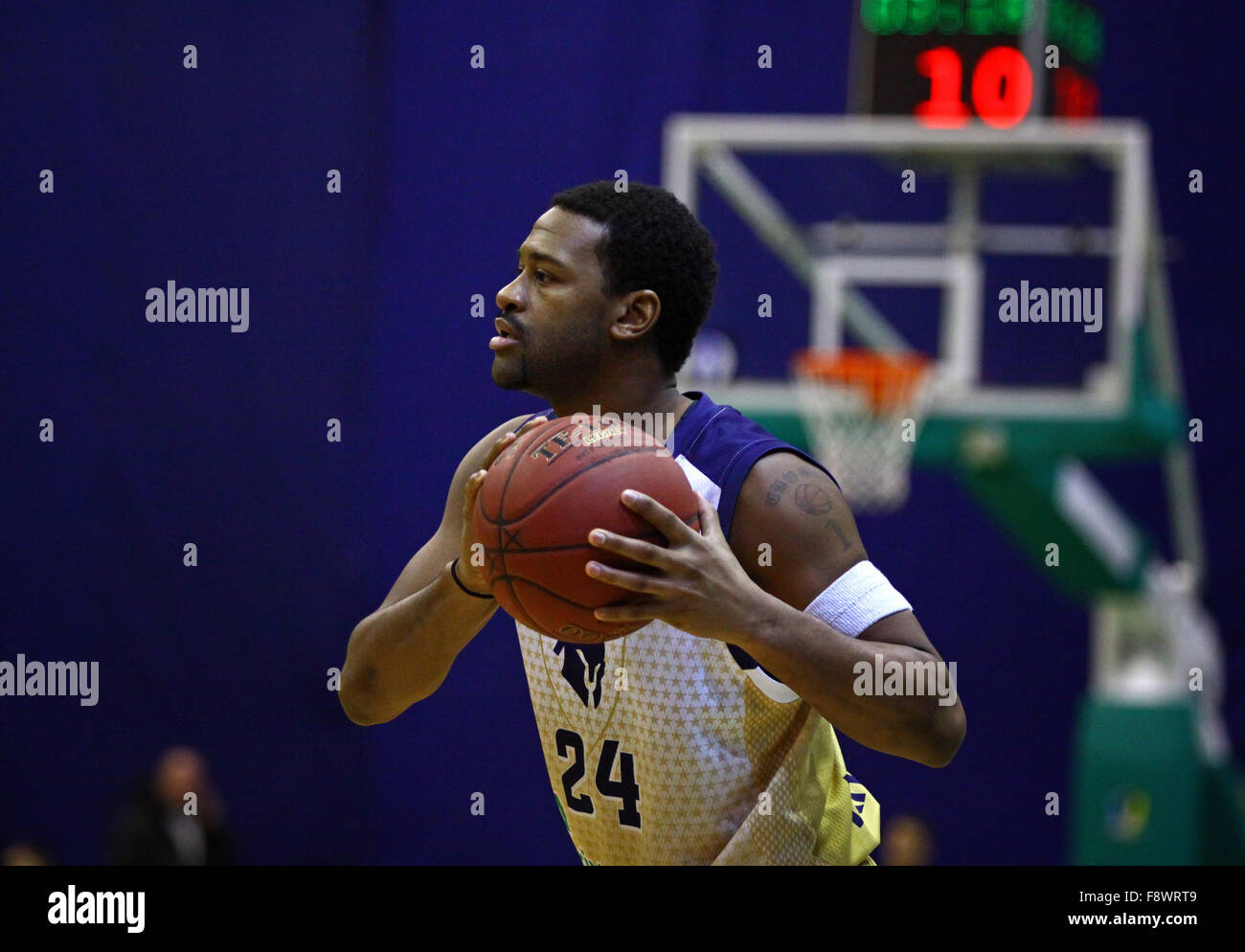 KYIV, UKRAINE - JANUARY 15, 2014: Ricky Minard of Budivelnik Kyiv ...
