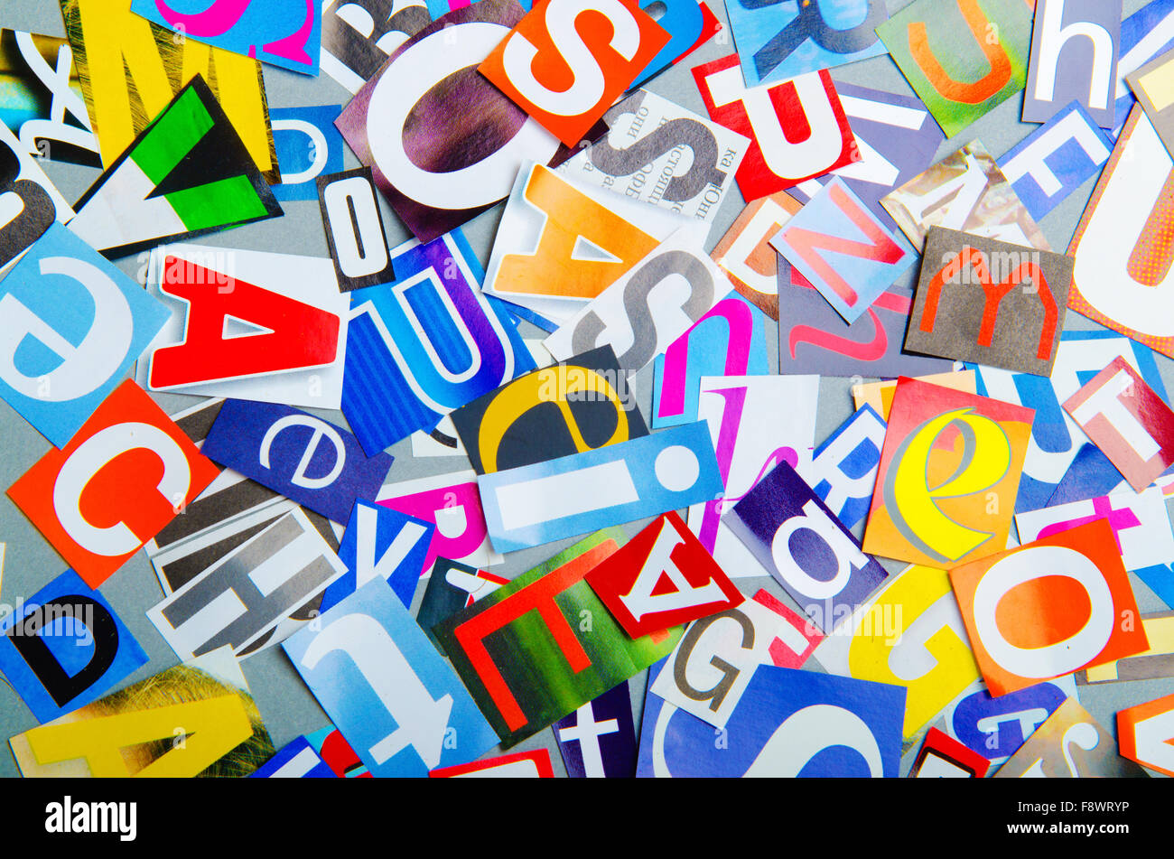 Newspaper magazine alphabet letters numbers hi-res stock photography ...