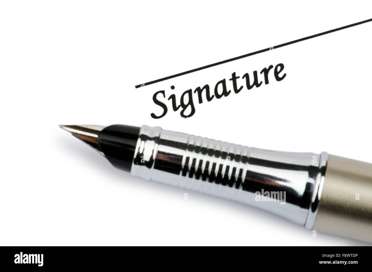 Pen and signature isolated on white Stock Photo - Alamy