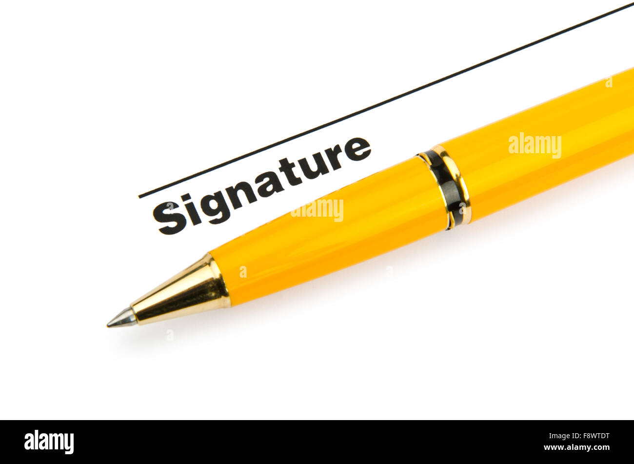 Pen and signature isolated on white Stock Photo - Alamy