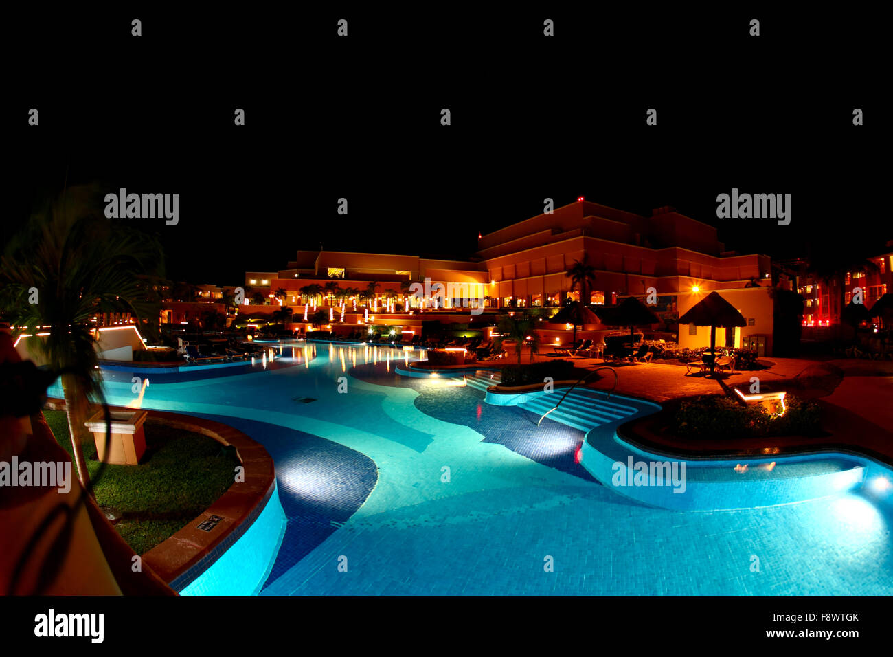 a luxury all inclusive beach resort at night Stock Photo - Alamy