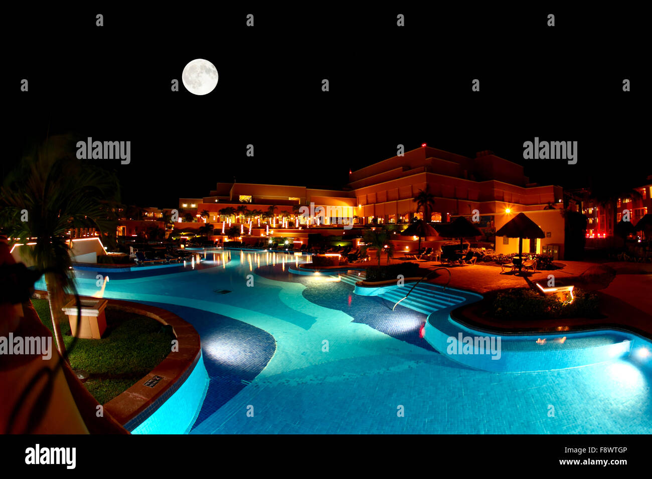 a luxury all inclusive beach resort at night Stock Photo - Alamy