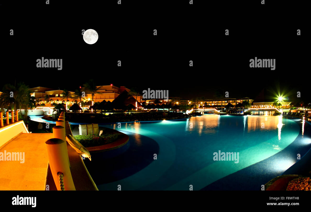 a luxury all inclusive beach resort at night Stock Photo - Alamy