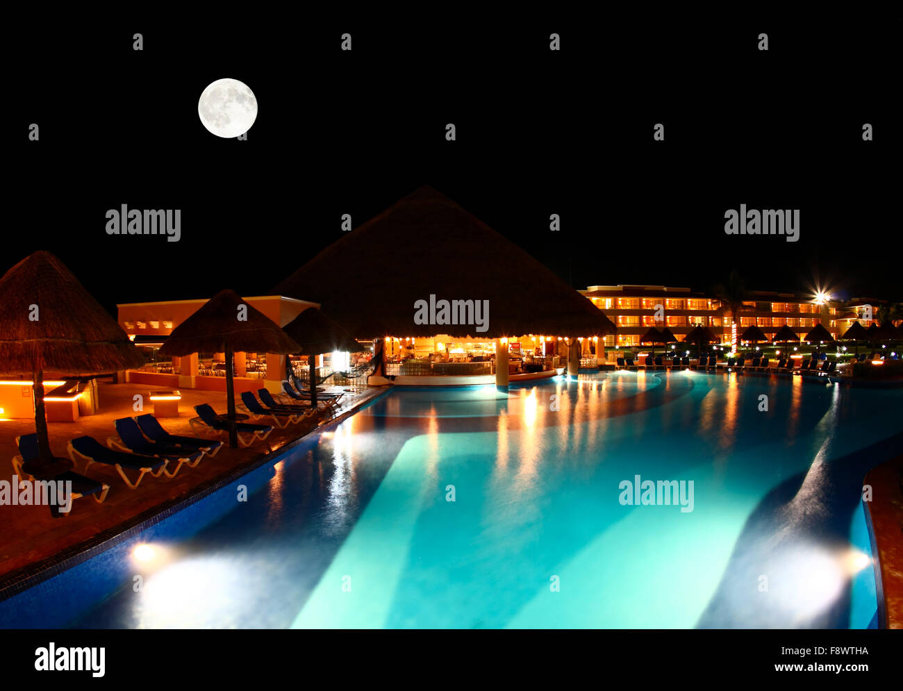 a luxury all inclusive beach resort at night Stock Photo - Alamy