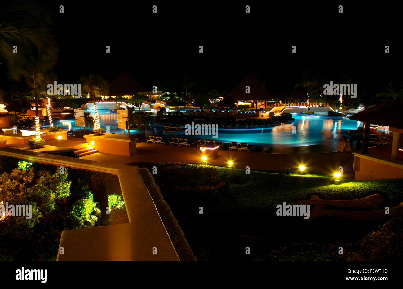 a luxury all inclusive beach resort at night Stock Photo - Alamy