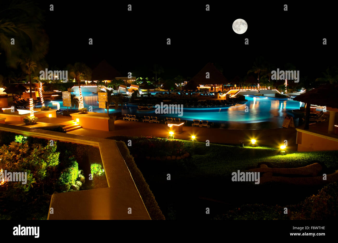 a luxury all inclusive beach resort at night Stock Photo - Alamy