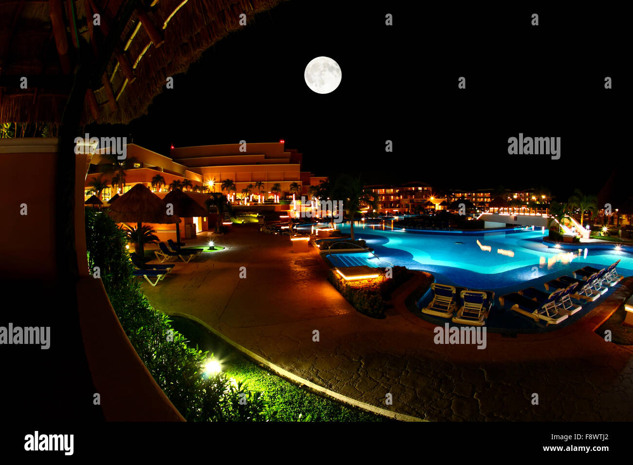 a luxury all inclusive beach resort at night Stock Photo - Alamy