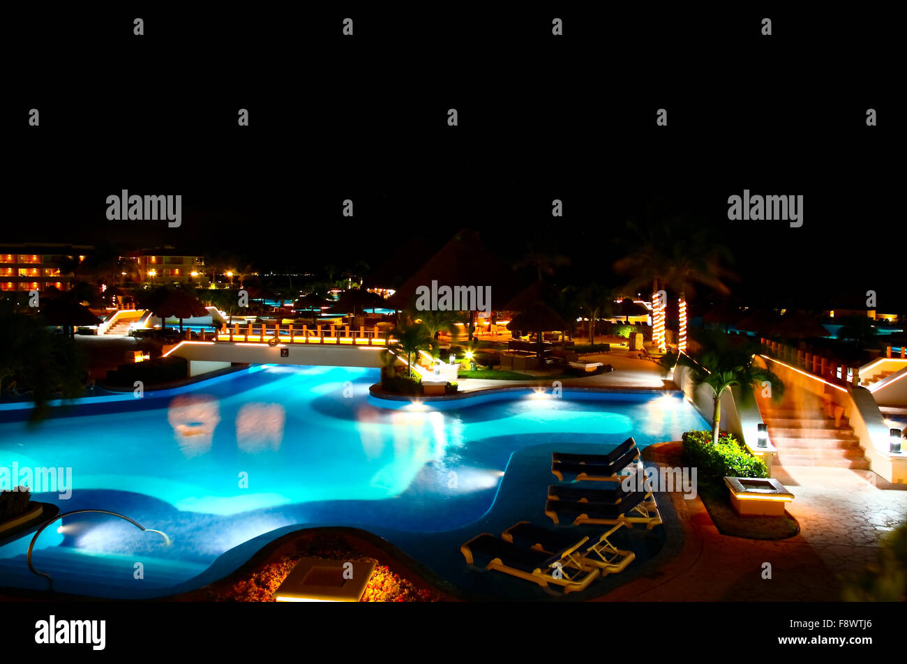a luxury all inclusive beach resort at night Stock Photo - Alamy