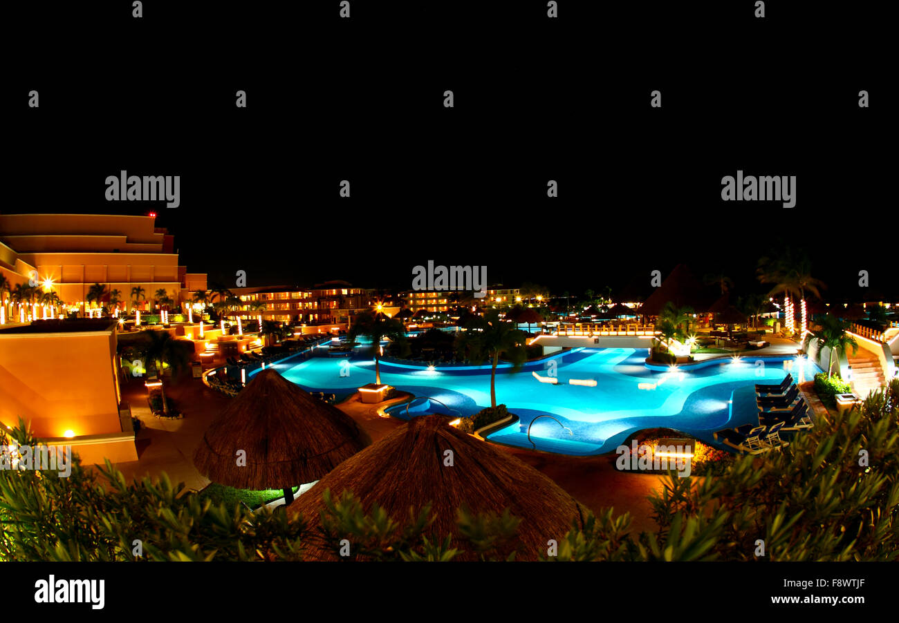 a luxury all inclusive beach resort at night Stock Photo - Alamy