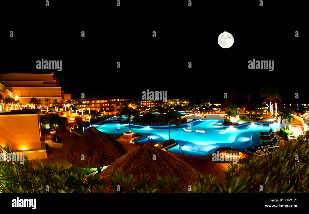 a luxury all inclusive beach resort at night Stock Photo - Alamy