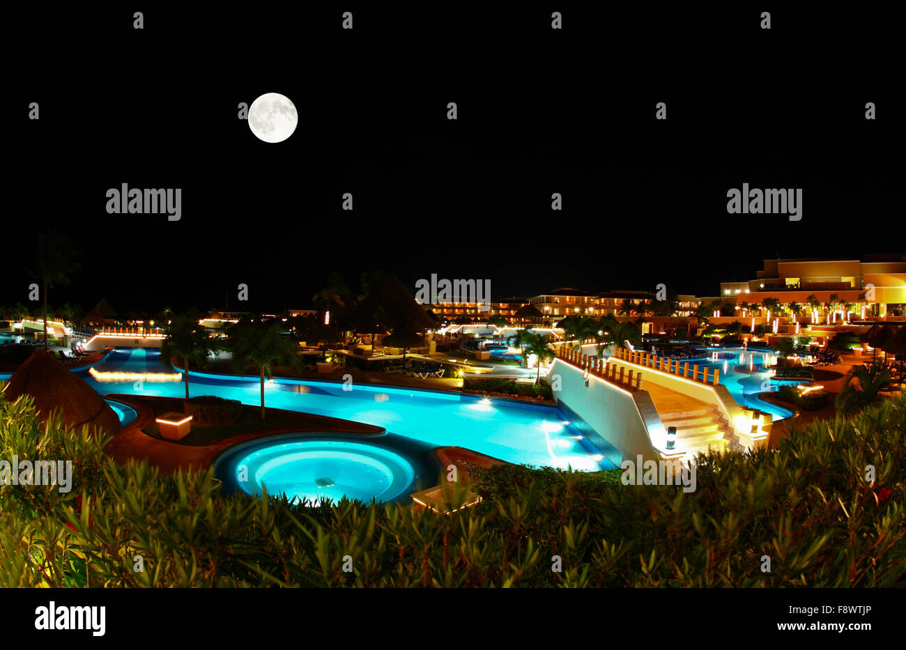 a luxury all inclusive beach resort at night Stock Photo - Alamy